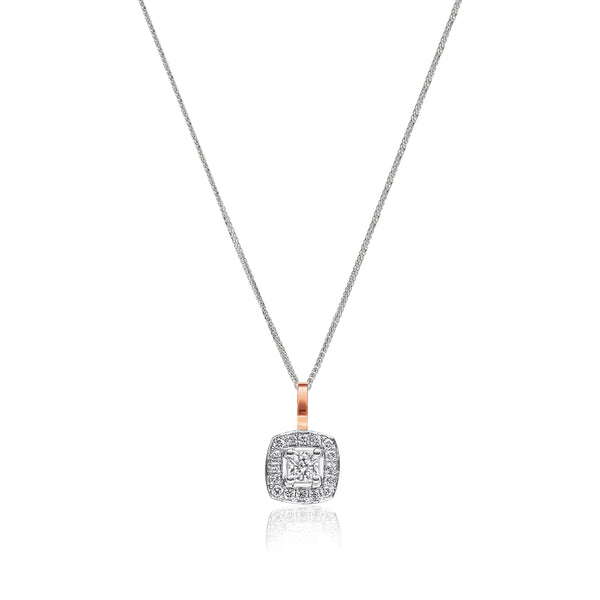Stunning 18K Gold Flanders Cut Diamond Pendant with Rose Gold Accent ...