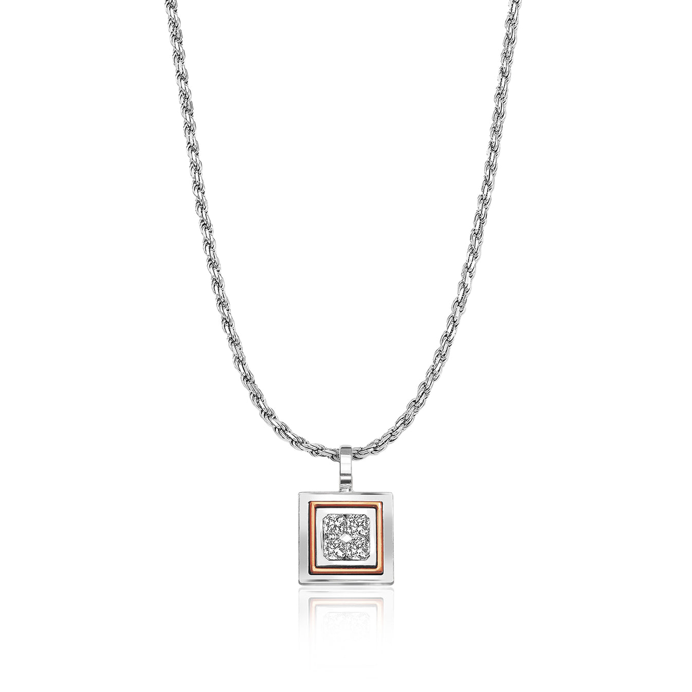 Exclusive 18K Gold Flanders Cut Diamond Pendant with Rose Gold Frame ...